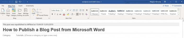 How To Publish A Wordpress Blog Post From Microsoft Word Wpkind